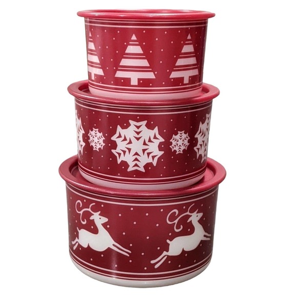 Tupperware | Kitchen | Tupperware Vintage One Touch Stacking Christmas ...